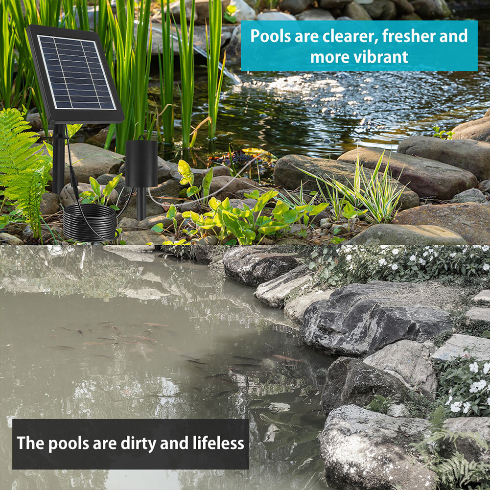 Solar Portable Fishing Aerator with 2200 MAh Battery Backup 6V3W Pond ...