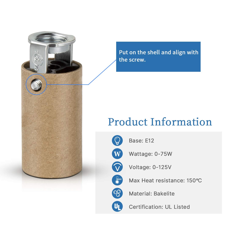 E12 LED Light Bulb Socket, Candelabra Base Socket Replacement ...