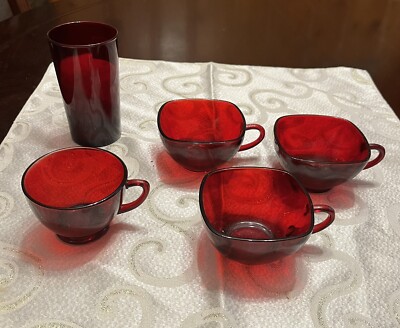 Gorgeous Vintage Ruby Red Glass Drinkware - Drinking Glass, Cups | eBay