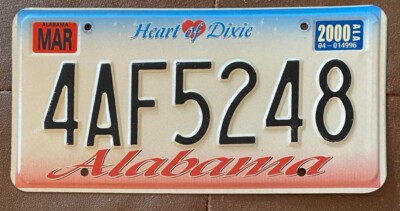 Alabama 2000 License Plate # 4AF5248 | eBay