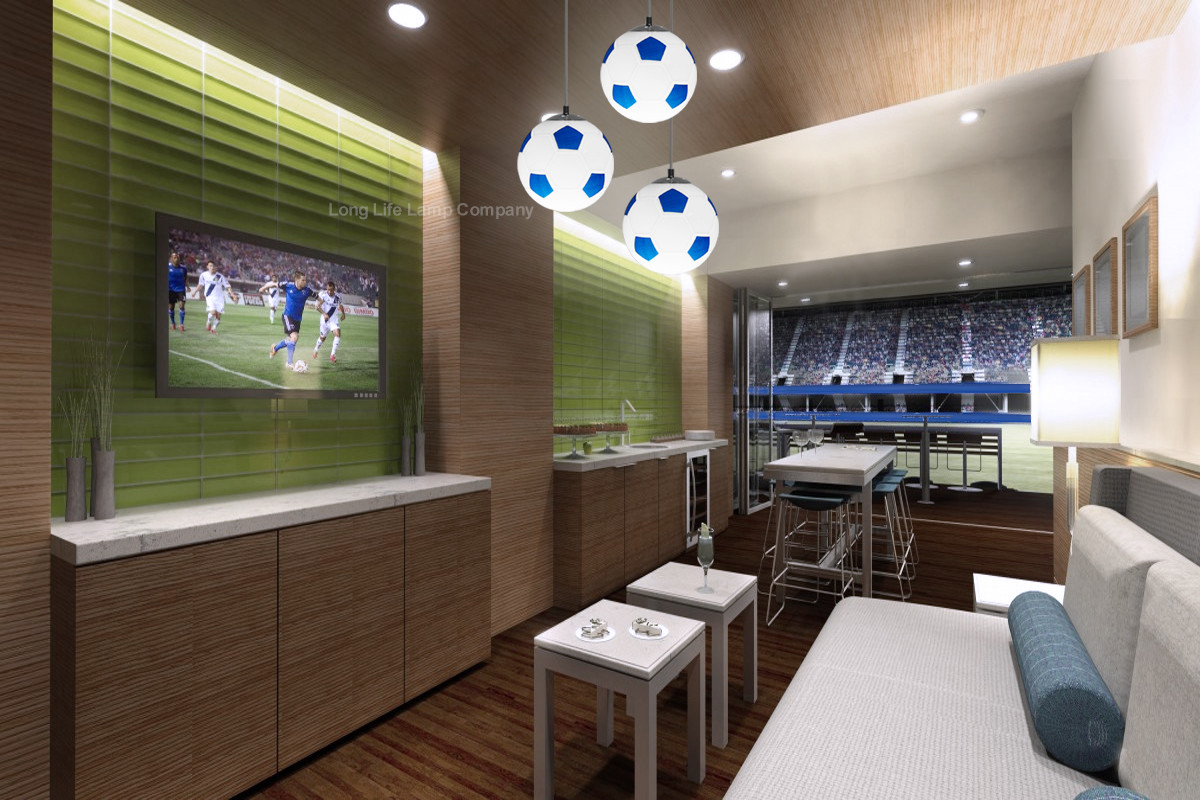 Modern FOOTBALL Ceiling Pendant Hanging Light Shade Club Games Room ...