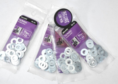 Lot of 4 Bulldog Hardware Flat Washers Zinc Plated 3/6" 33/Pack WA-561 ...