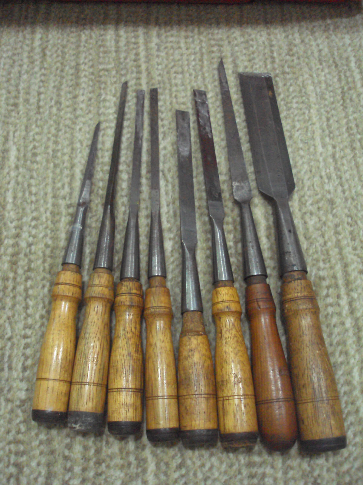 8 VINTAGE CHISEL LOT CHARLES BUCK BROS D R BARTON US ESTATE WOOD ...