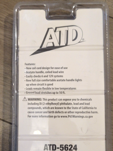 ATD Tools 6-12V Heavy Duty Circuit Tester/ Test Light w/10' Bungee Lead ...