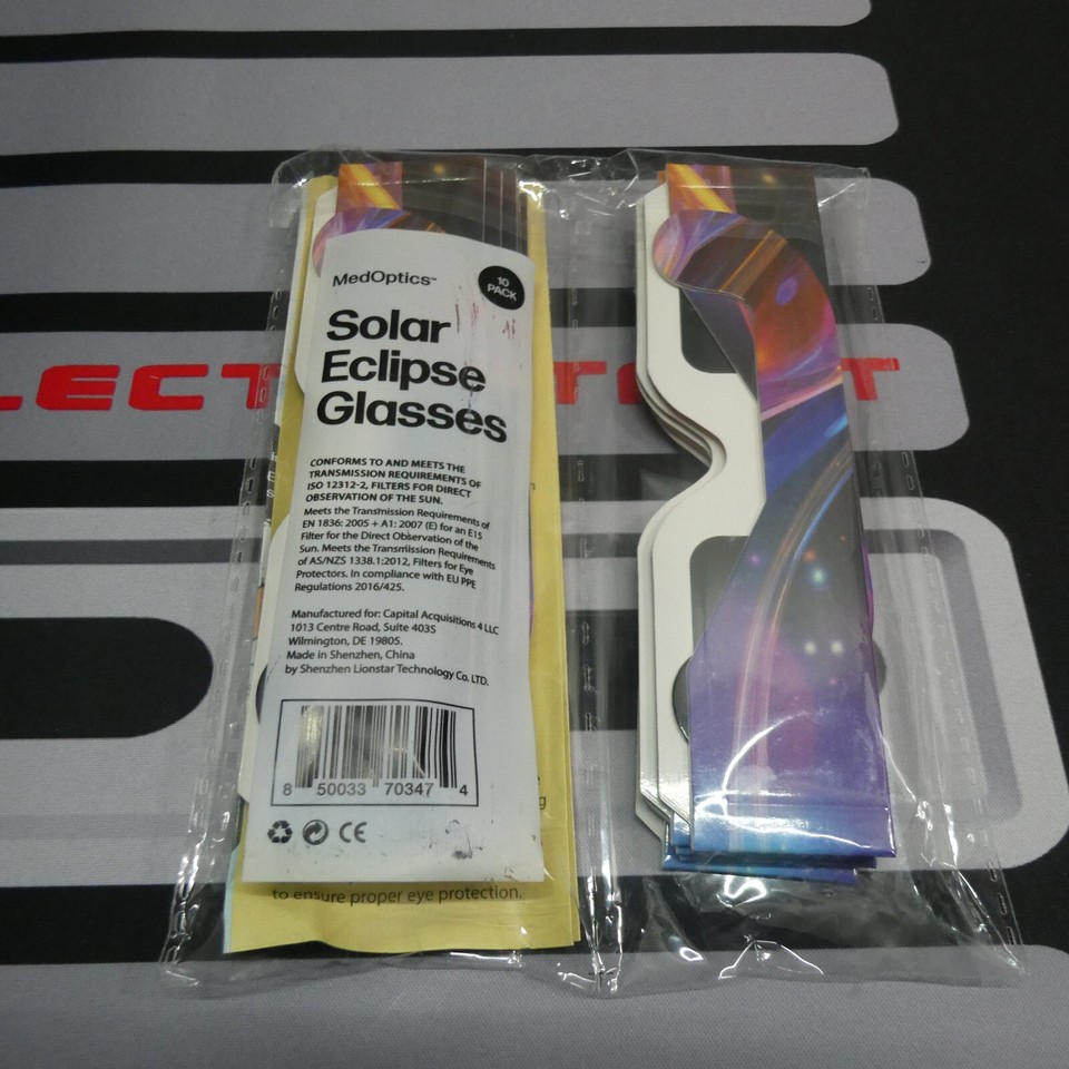 MedOptics Solar Eclipse Glasses 10 Pack - 2024 NASA Approved ISO ...