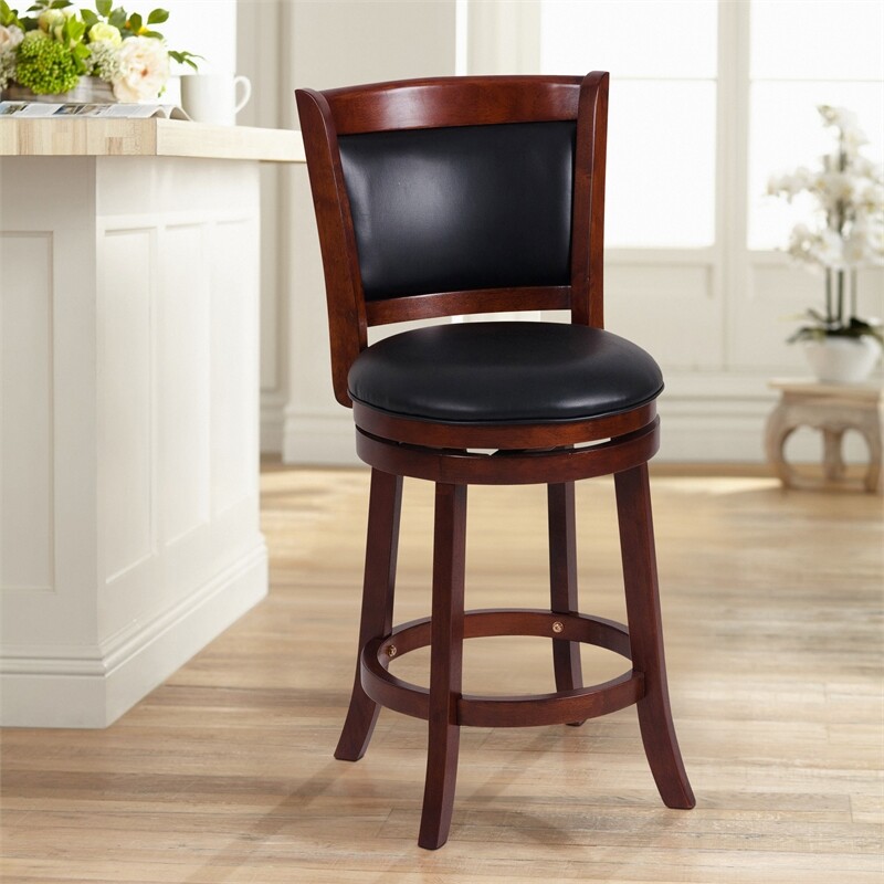 Lexicon Shapel Faux Leather Swivel Counter Stool in Dark Cherry | eBay