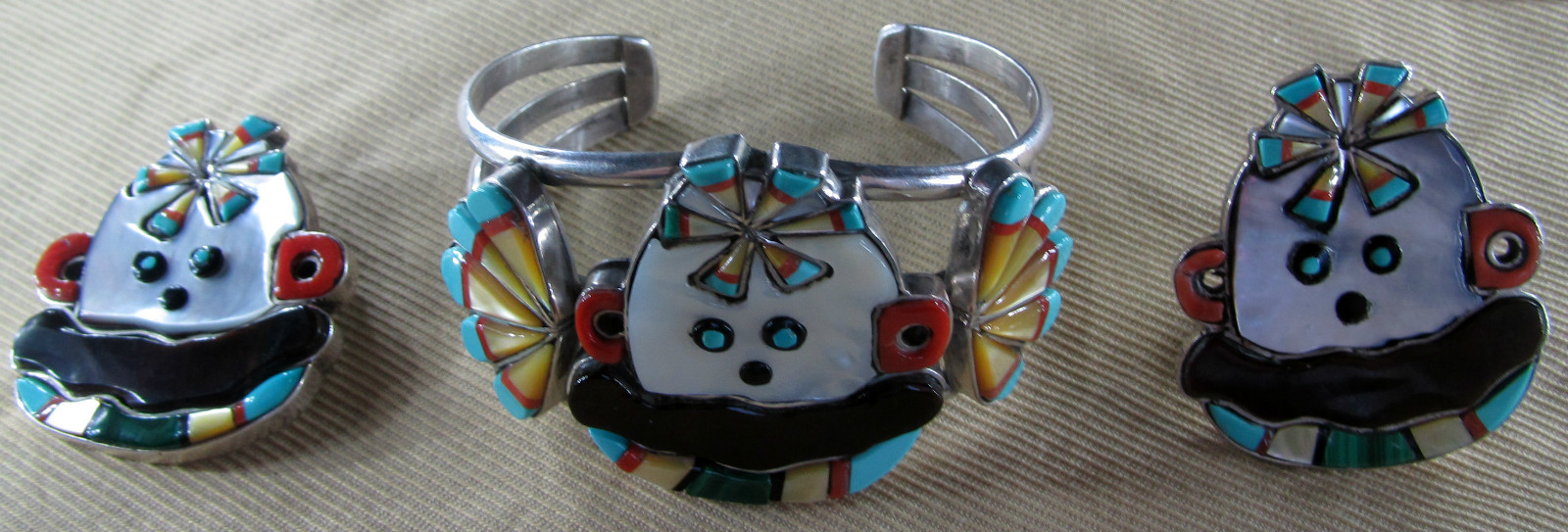 Navajo Patsy Spencer Bracelet Ring Pin-Pend Set Mosaic Inlay Eototo ...