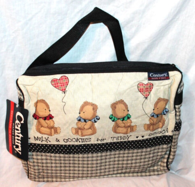 NEW WITH TAG VINTAGE CENTURY TEDDY DIAPER BAG WITH /CHANING PAD 14" X ...