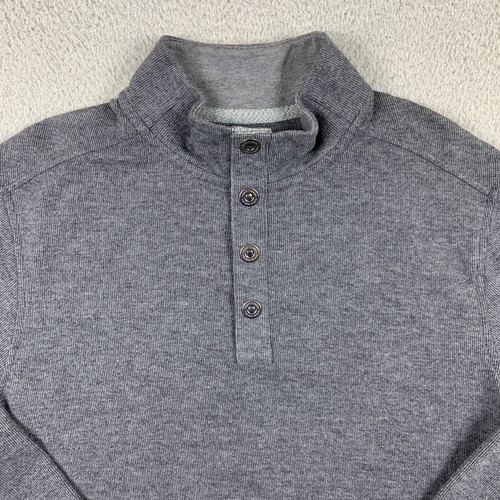 Tommy Bahama Sweater Mens Large Heather Grey Snap Collar Mock Neck ...