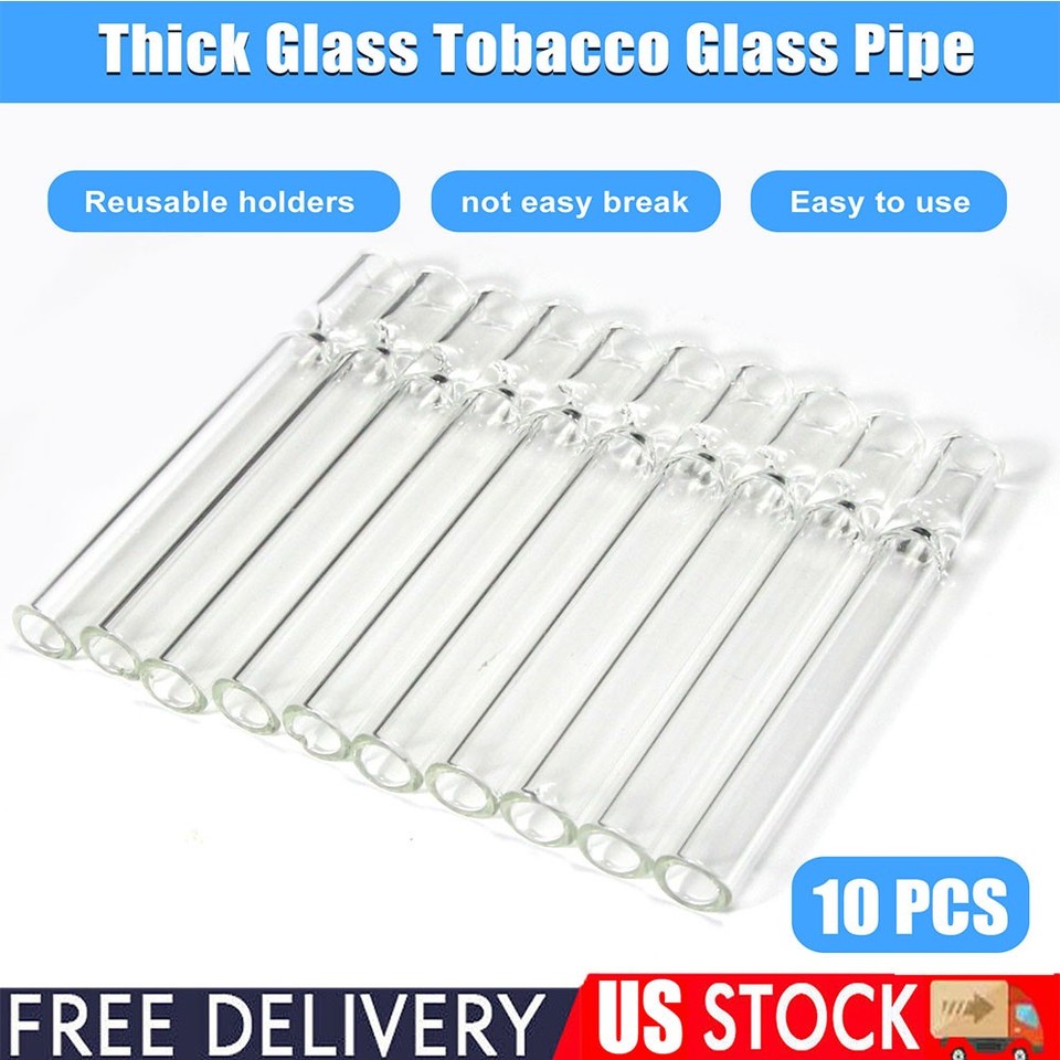 10pcs Thick Glass Tobacco Glass Pipes Reusable One Hitter Smoking Tube ...