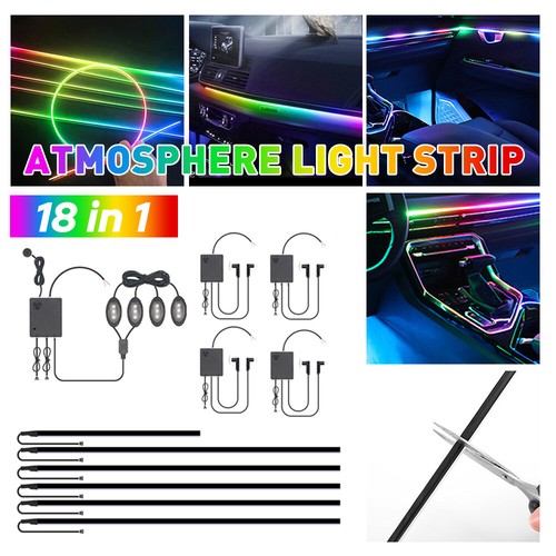 RGB Car Atmosphere Interior Acrylic LED Guide Fiber Optic Ambient Light ...
