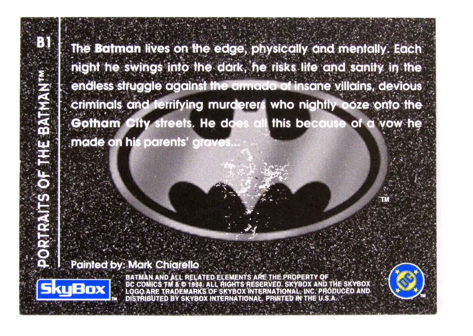 1994 Skybox Portraits of the Batman Spectra-Etch Chromium Foil B1 ...