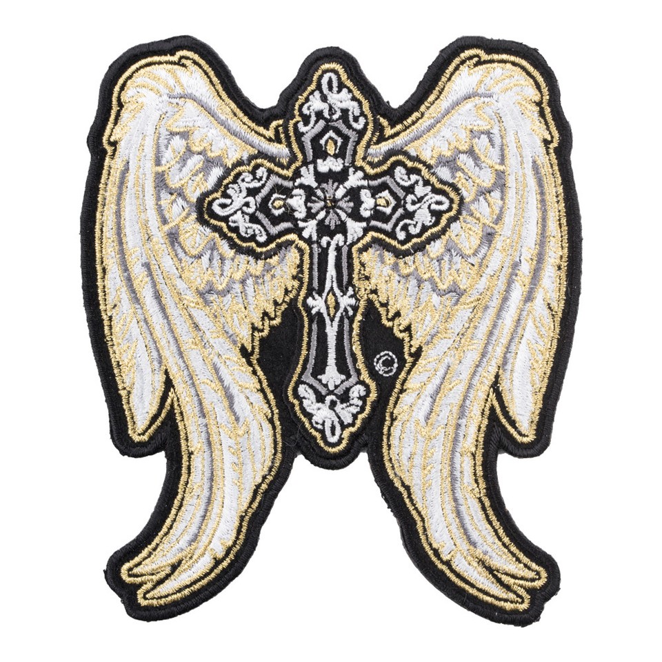 Golden Angelic Wings & Cross Patch, Ladies Back Patches | eBay