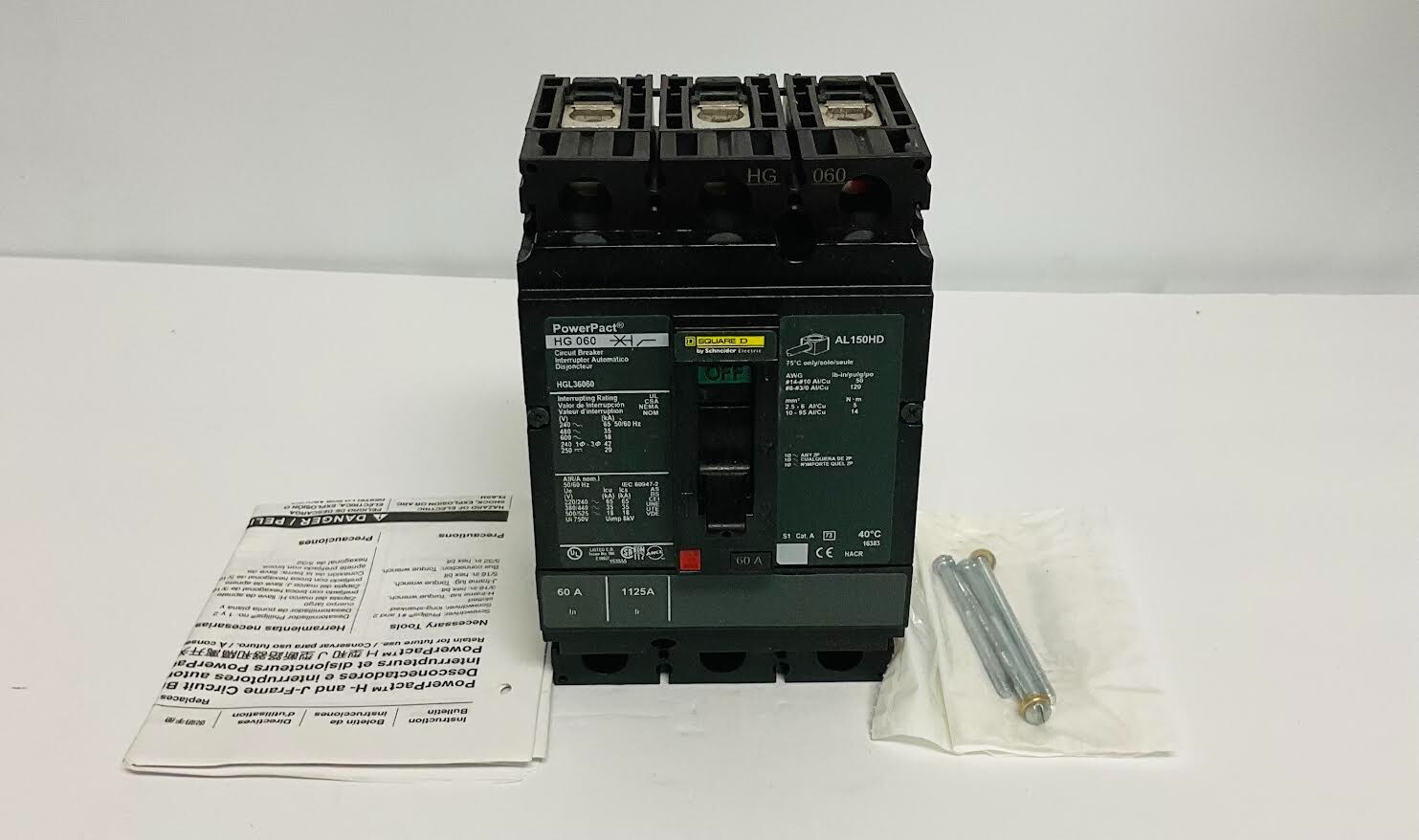 HGL36060 Square D Circuit Breaker 60A 600V 3P New out original box Free ...