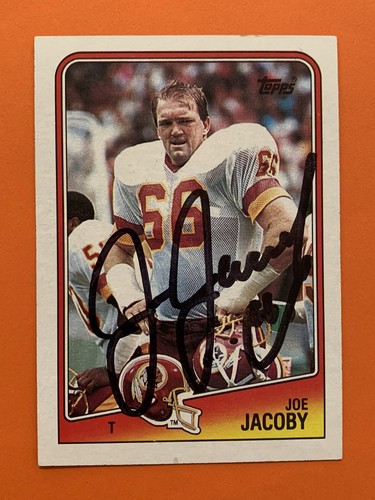 JOE JACOBY Signed “HOGS” 1988 Topps #16 WASHINGTON REDSKINS Autograph ...