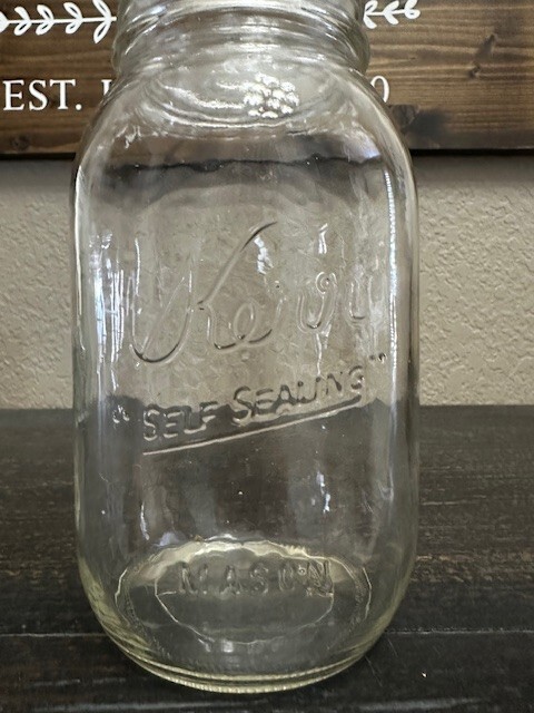 Vintage Kerr Self Sealing "Trademark Reg" Clear Glass Quart Mason Jar # ...