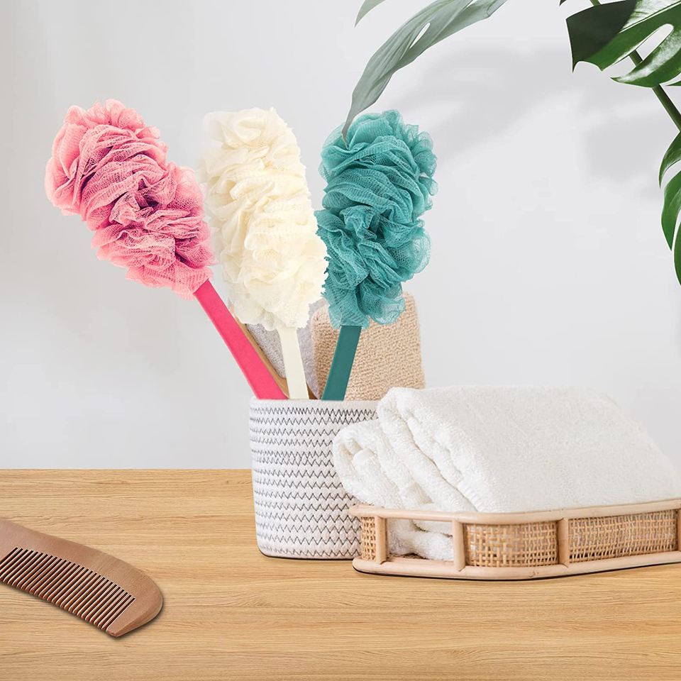 2Pack Back Scrubber for Shower, Loofah on a Stick as Shower Brush ...