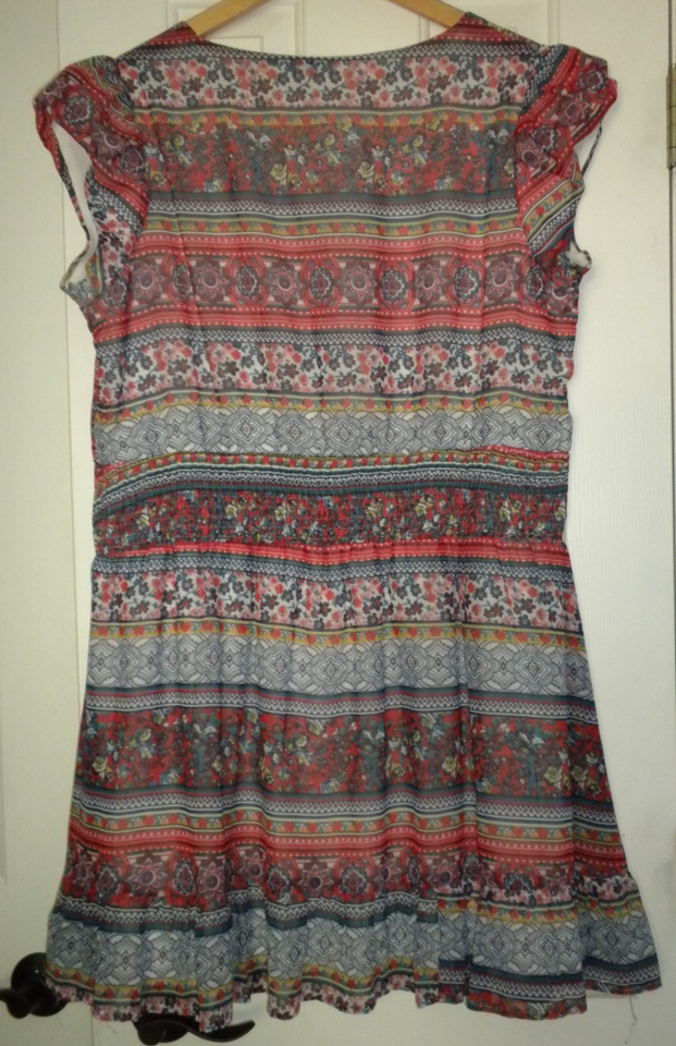 Ladies 2X Feathers Dress Above Knee Red floral wide elastic waist ...