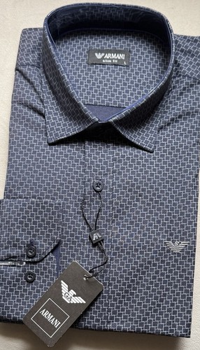 New Armani - Men's Slim Fit Pattern Shirt, Classic Colour Size XL | eBay