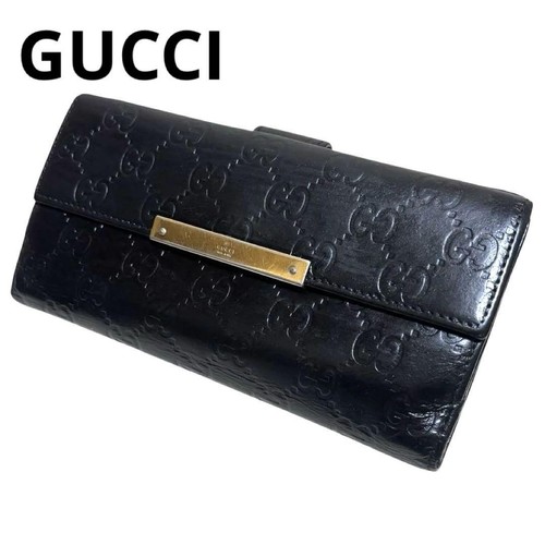 Gucci Long Wallet GG Sima 112715 0416 Leather Black Authentic F04241397 ...