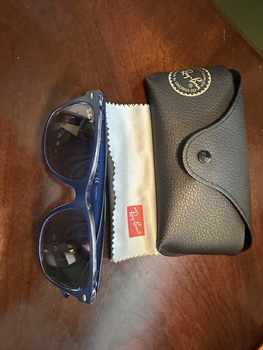 Ray-Ban RB2132 New Wayfarer Matte blue On Transparent Polarized Grey ...