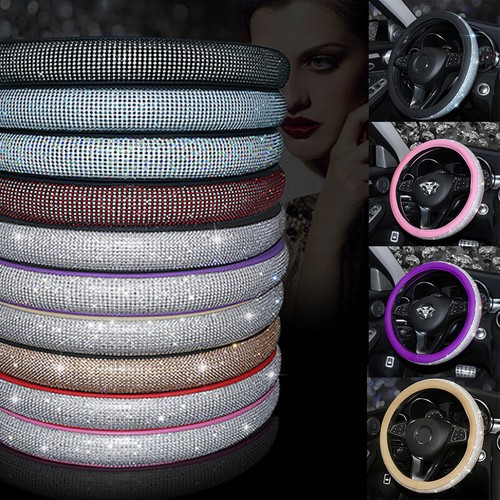 Bling Sparkle Crystal Rhinestone Car Steering Wheel Cover Car Leather ...