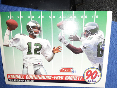 1991 Score - 90+ Club #320 Randall Cunningham, Randall Cunningham, Fred ...