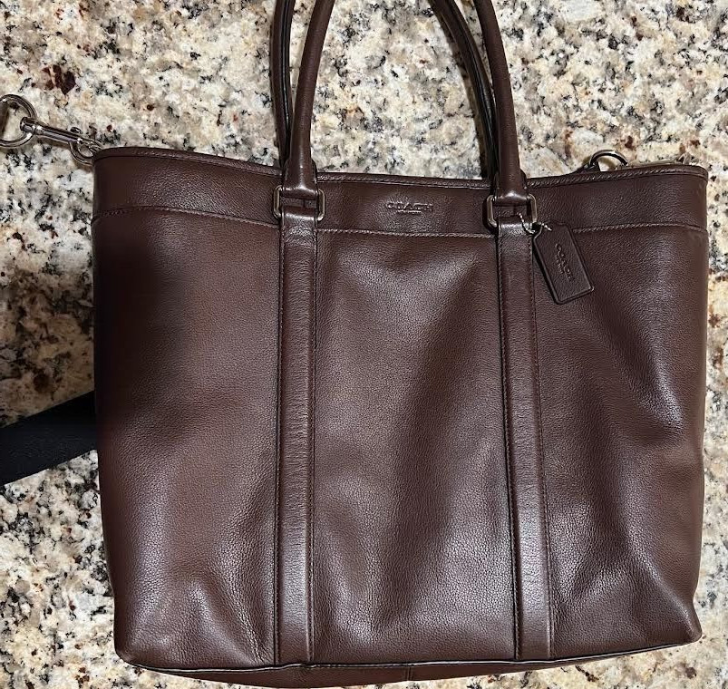 Coach Brown Mens Women Perry Leather Tote Business Me… - Gem