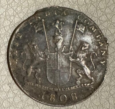 Shipwreck 1808 British East India 10 CASH Admiral Gardner Copper Madras ...