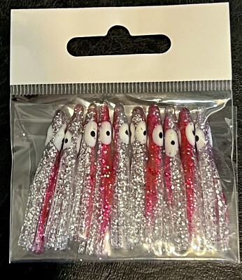 10 Pack 1-5/8” Pink/Silver Hoochie Squid Skirts buzz bombs or troll 4 ...