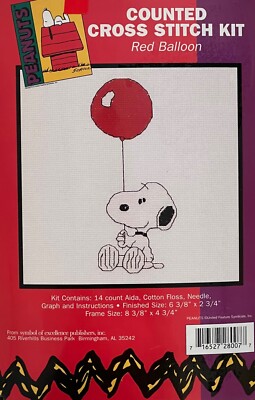 Peanuts Snoopy "RED BALLOON" counted cross stitch kit 28007 | eBay