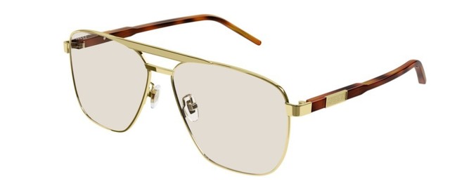 Gucci GG1164S Sunglasses Men Gold/Havana / Yellow Aviator 58mm ...