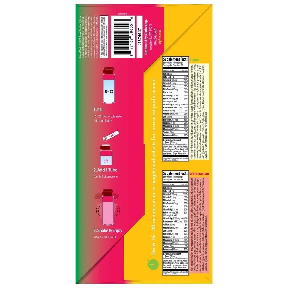 Zipfizz Combo Pack 30 Tubes Orange Soda Pink Grapefruit Supplement EXP ...
