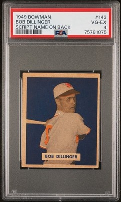 1949 Bowman Bob Dillinger Script Name On Back PSA 4 Browns #143 | eBay