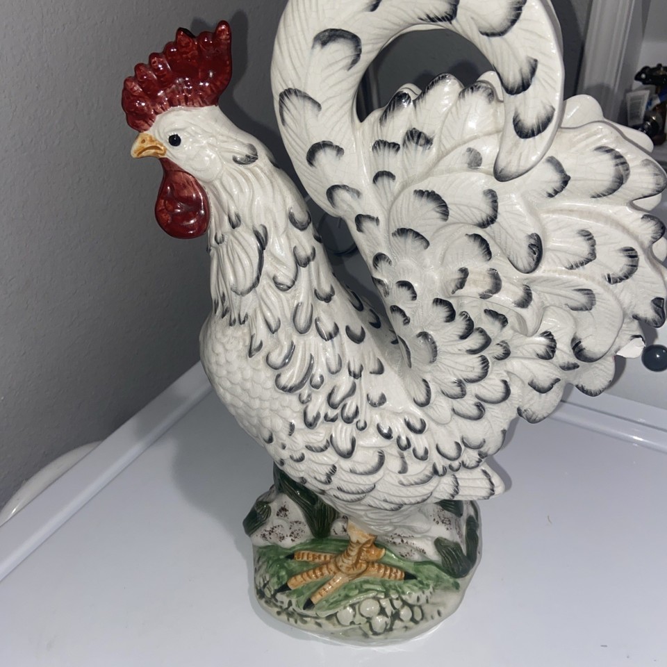 Vintage Taiwan Porcelain Rooster Figurine Hand Painted Mid-Century ...