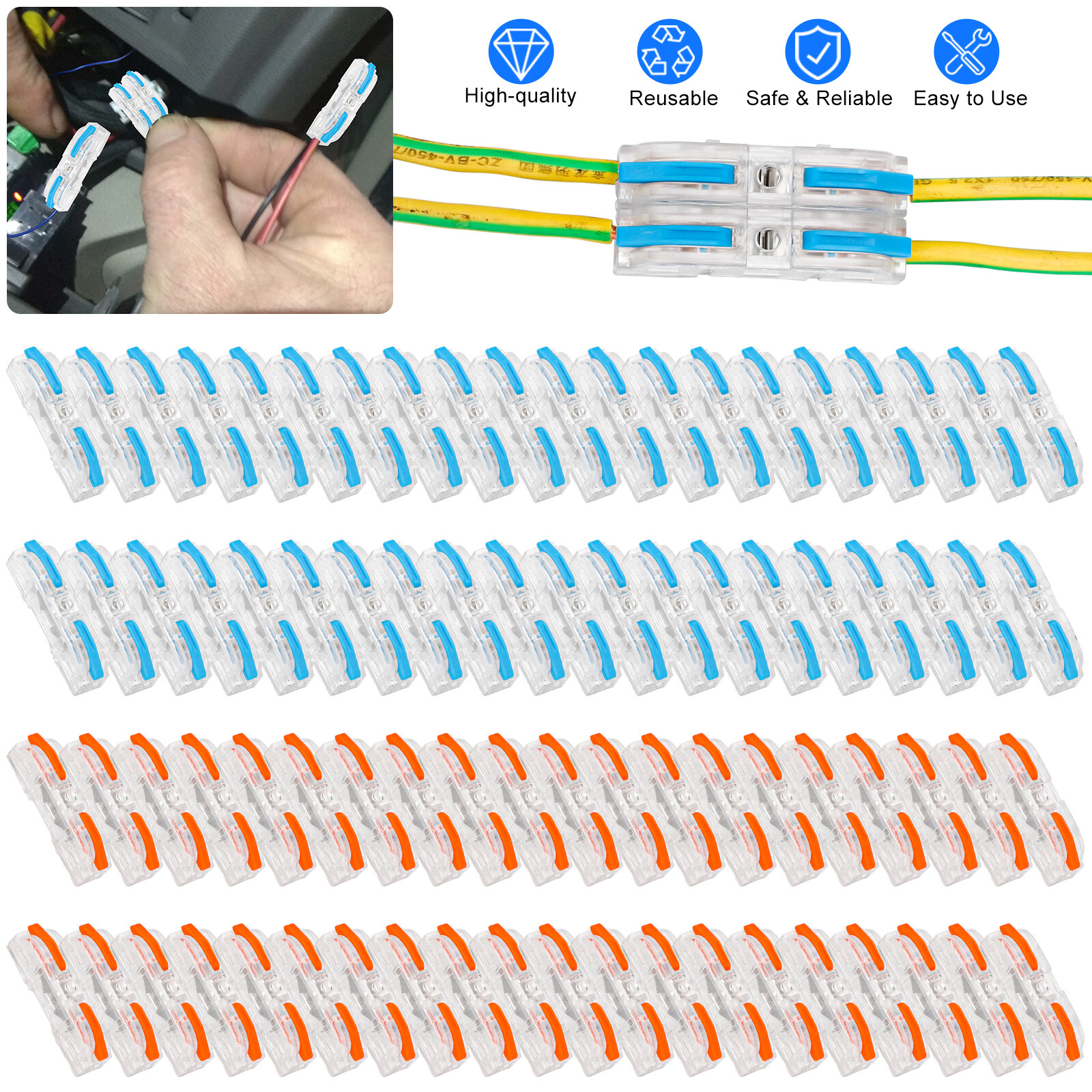 80Pcs 28-12AWG Lever Wire Connectors Quick Connect Electrical Splicing ...