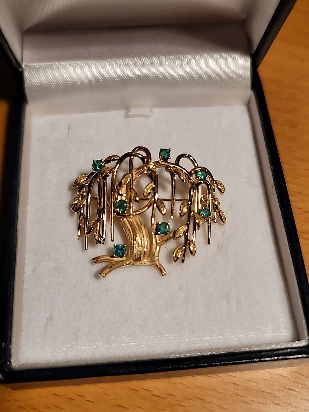 Vintage Danfrere 14KP Weeping Willow 14k Gold Brooch … - Gem