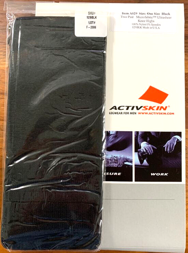 5-2 packs, ACTIVSKIN Very sheer Black Knee High Legwear for Men, New In ...