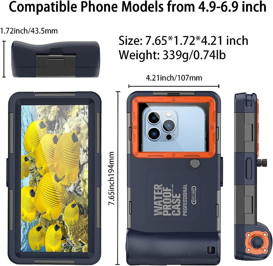 50ft/15m Waterproof Diving Underwater Case for iPhone 14/13/12 Samsung ...