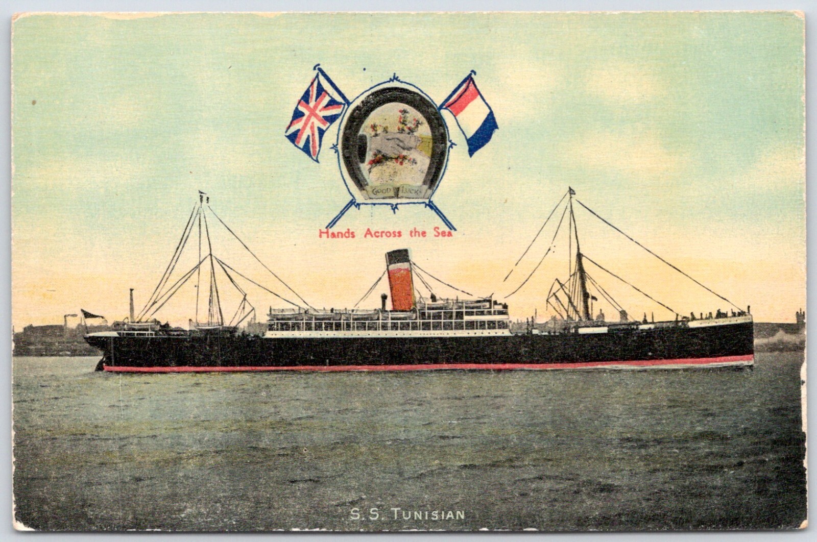 Postcard SS Tunisian Steamship Allan Line Hands Across The Sea A74 | eBay