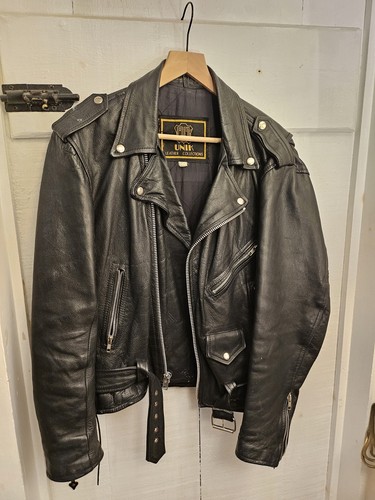 Leather Jacket Punk Rock Motorcycle Black Unik 42 (Fits MEDIUM and ...