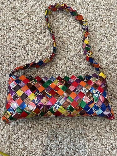 Colorful Woven Gum Candy Wrapper Purse Bag Wearable Art Upcycle Fashion ...