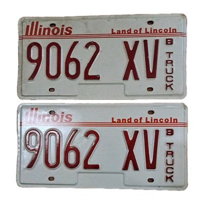 MATCHED UNUSED Authentic Expired License Plate PAIR: Illinois B Truck ...
