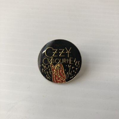 RARE 80's TRUE Vintage Ozzy Osbourne Enamel Lapel Hat Pin Rock N Roll ...