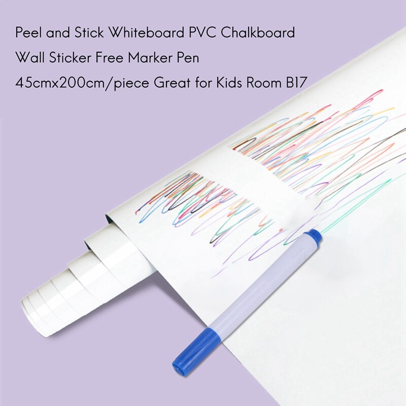 1X(Peel and Stick Whiteboard PVC Chalkboard Wall Sticker Free Marker ...