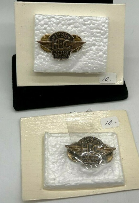 Collectible Lot of 2 Ladies of Harley Owners Group Brass Pins 1997-1998 ...