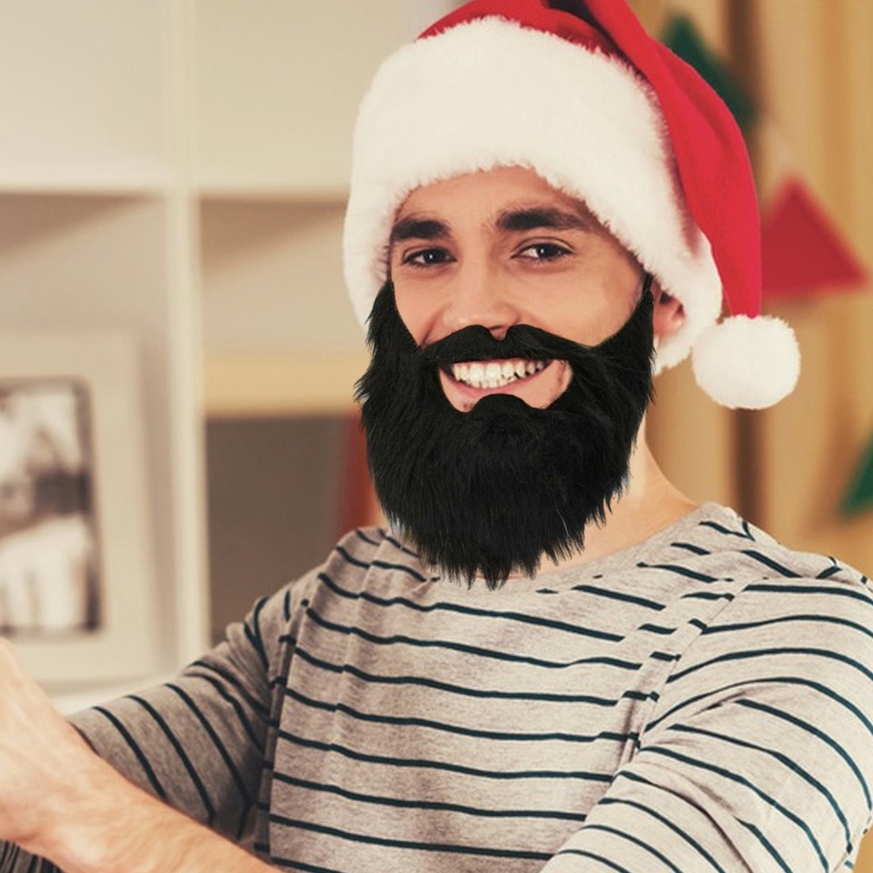 Funny Back Fake Beard Christmas Cosplay Props Novelty Black Hair Fake ...