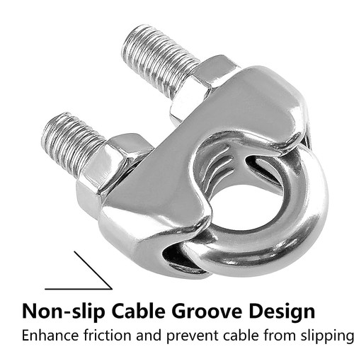 6 Pack 3/8 Inch M10 Stainless Steel Wire Rope Cable Clip Clamp, U Bolt ...
