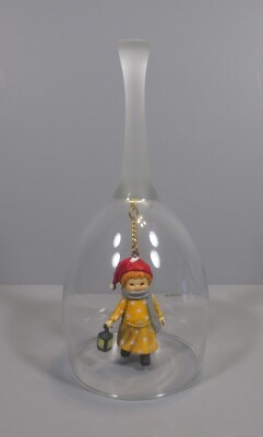 Intaglio Lead Crystal Bell with Girl Holding Lantern Clapper with ...