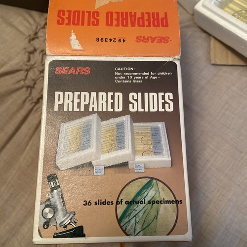 Vintage 36 Sears Prepared MICROSCOPE SLIDES 49-24398 Bee Butterfly ...